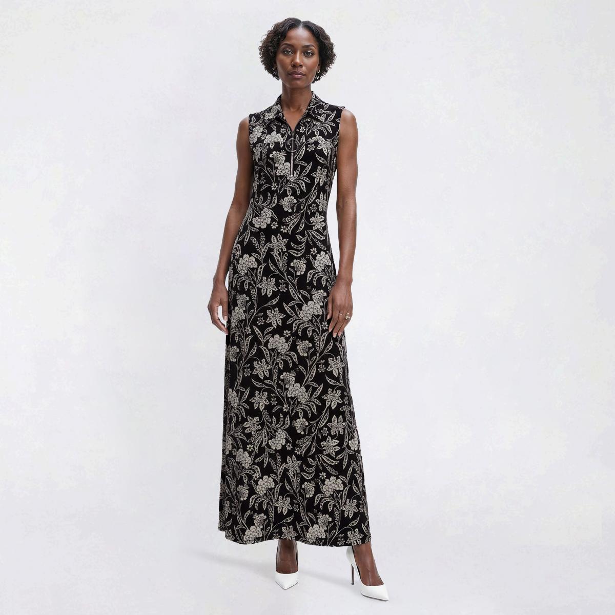 Click here for Womens MSK Sleeveless Floral Half Zip Neck Maxi Dr... prices